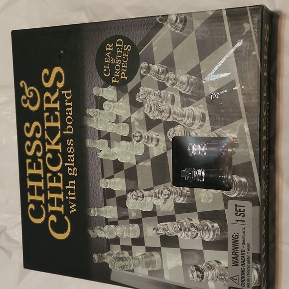 Games | Nwt Glass Chess Checker Set | Poshmark